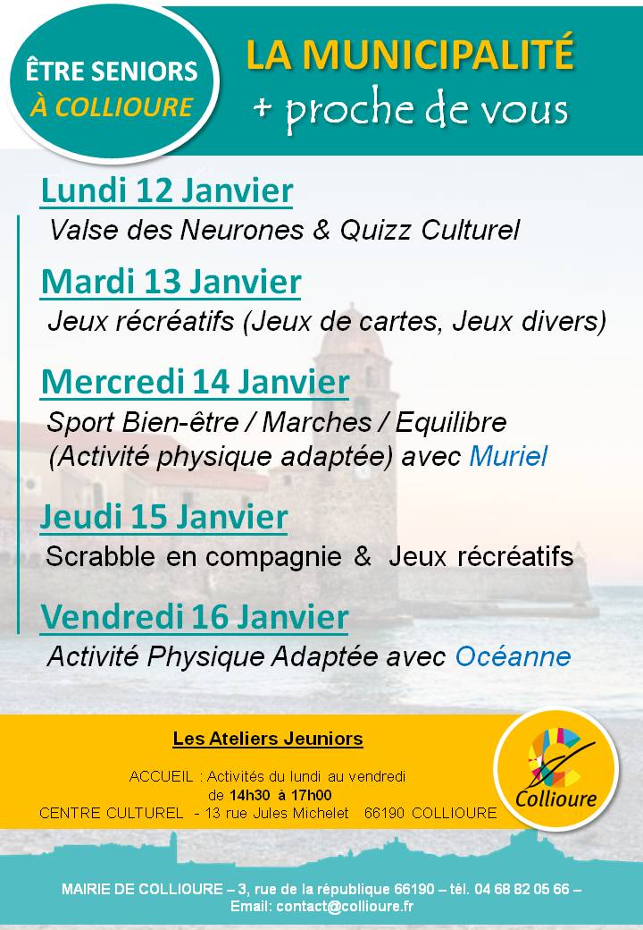 Programme être séniors à Collioure - Mairie de Collioure